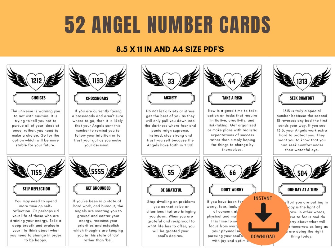 Angel Numbers Oracle Deck Printable Oracle Deck Angel Oracle Deck Instant Download