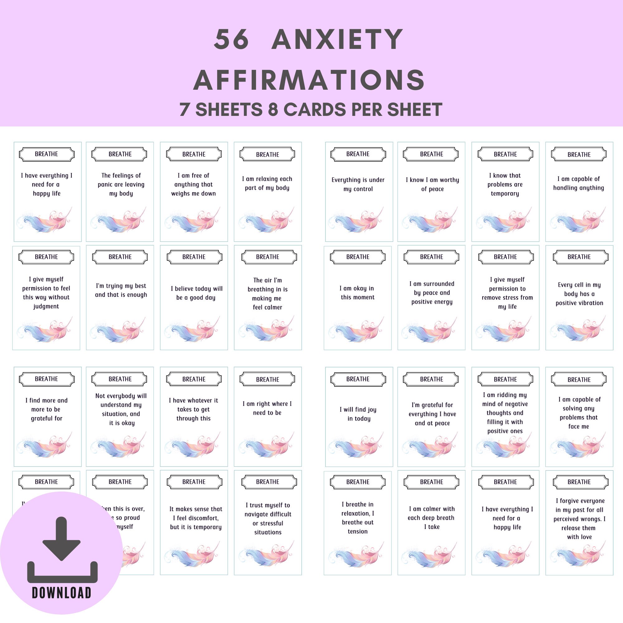 Anxiety Affirmation Cards| Affirmation Cards | Motivational Cards ...