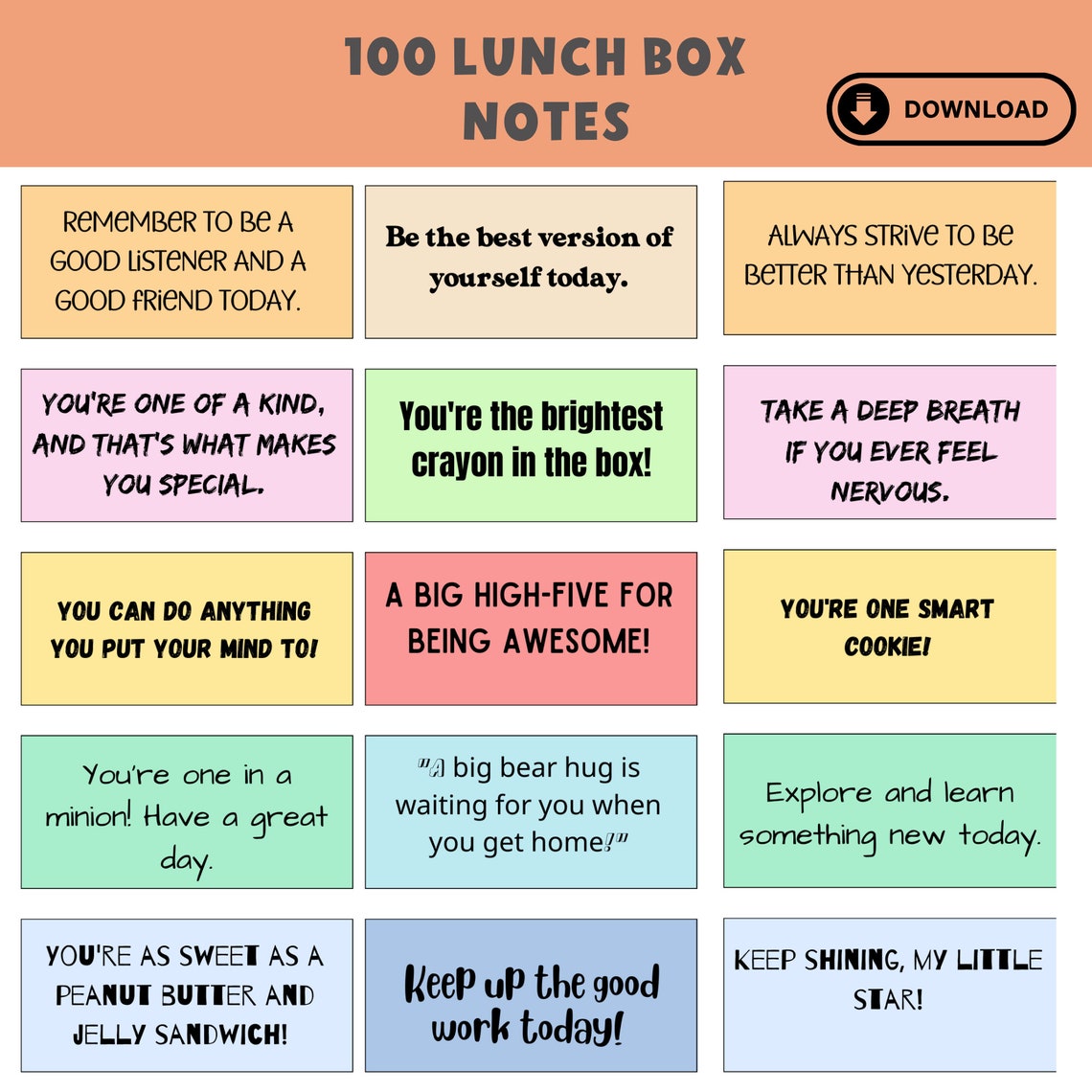 Lunch Notes | Affirmation Cards | Back to School Cards | Encouragement ...