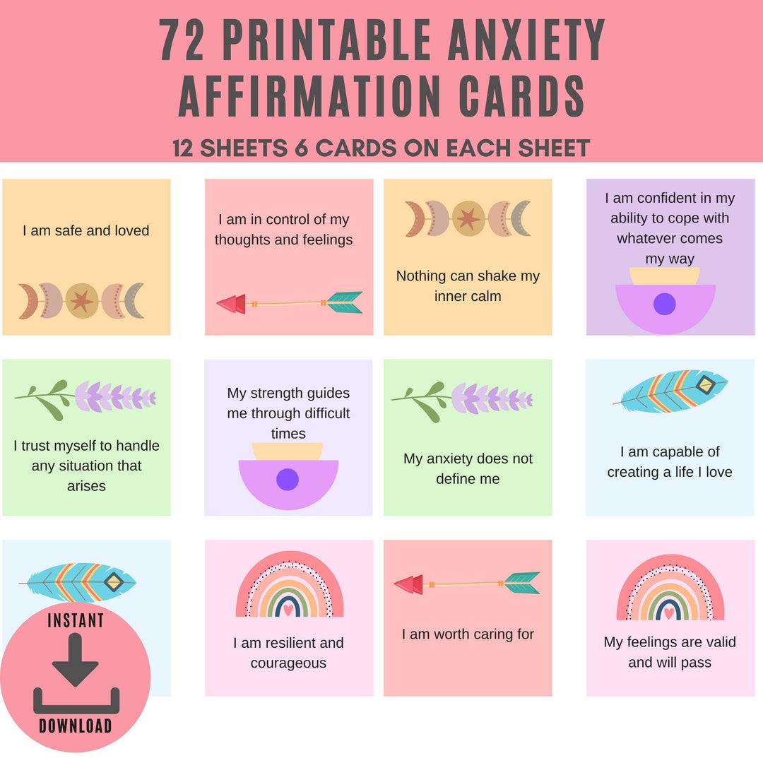 Anxiety Relief | Affirmations Cards | Therapy Resources | Self Love ...