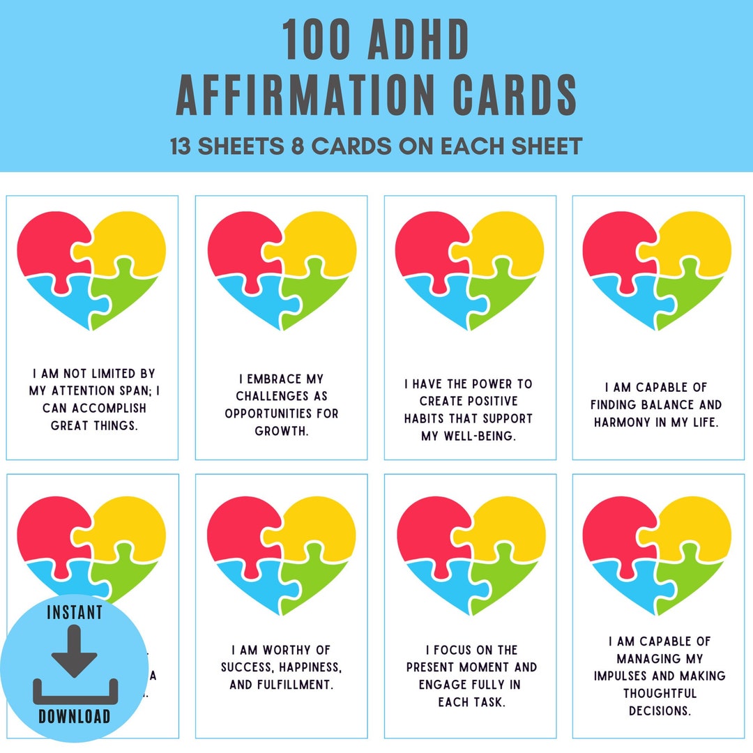 Adhd Affirmation Cards | Therapy Tools | Adhd Organization | Self Care ...