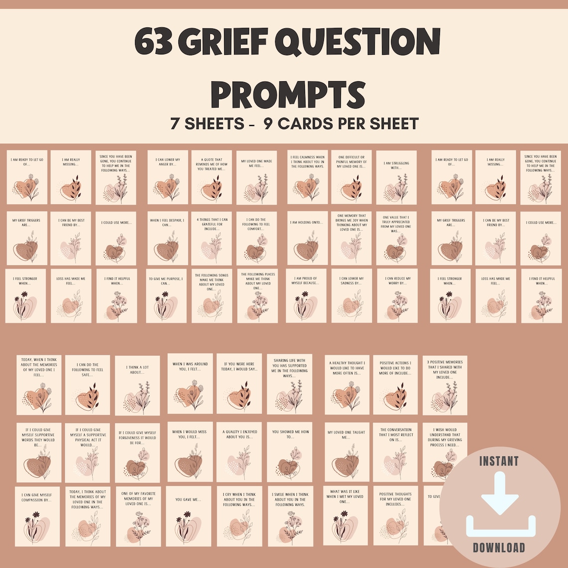 Grief and Loss Question and Affirmation Cards | Therapy Resources ...