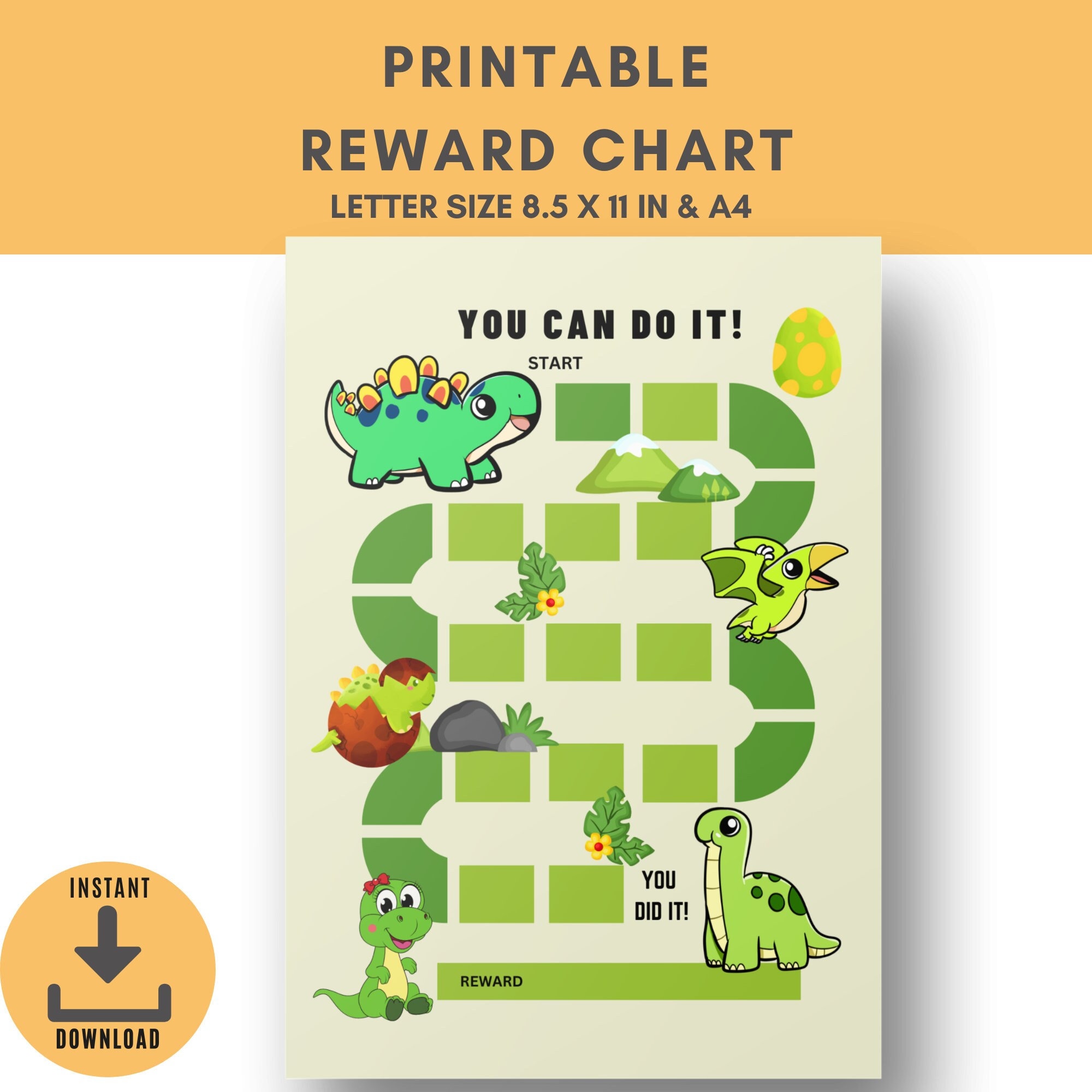 Dinosaur Behavior Chart Chore Chart Kids Chart Instant - Etsy