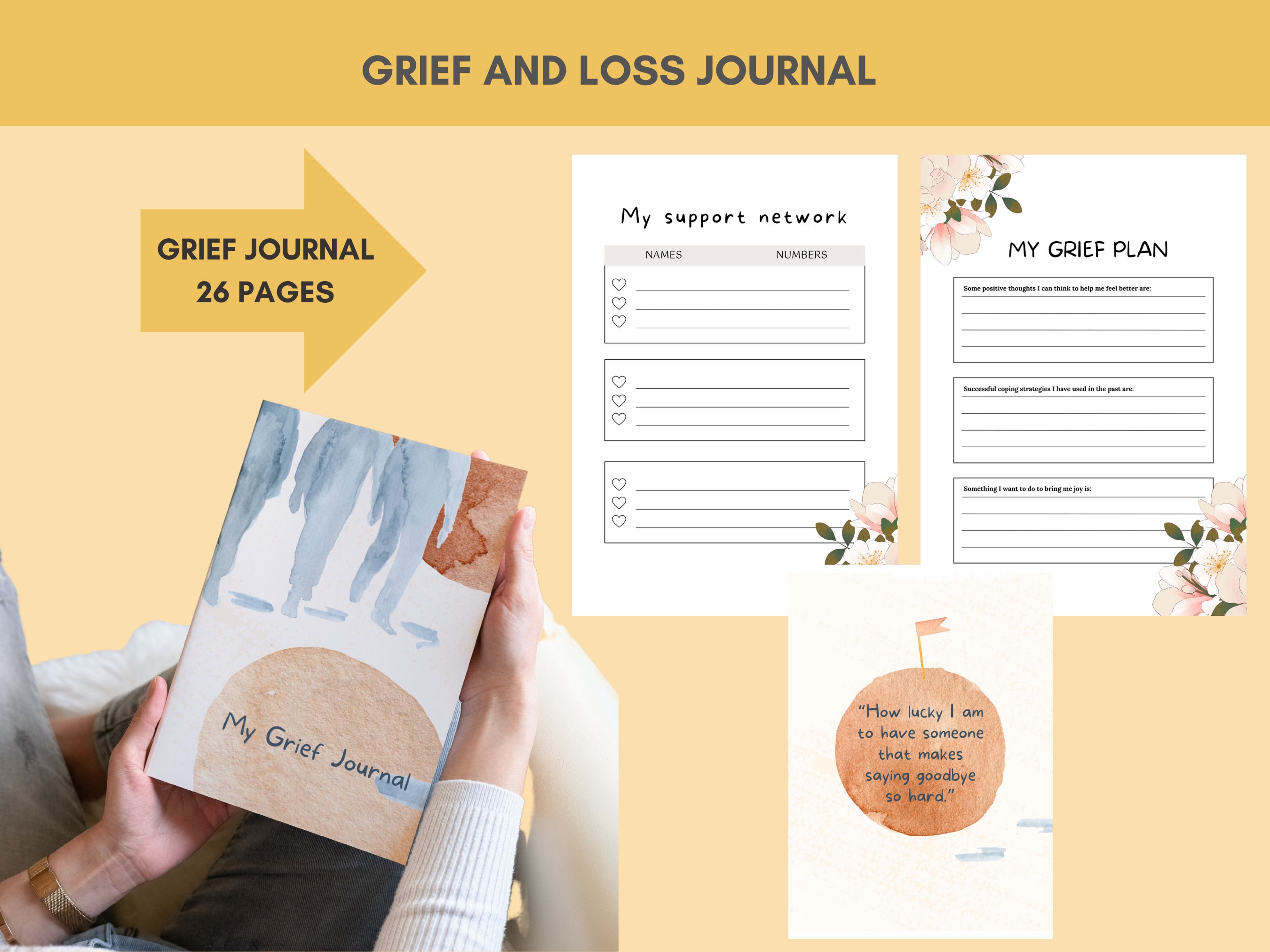 Stages of Grief Grief Journal Printable Grief Workbook Grief Journal Prompts Grief Affirmations ...