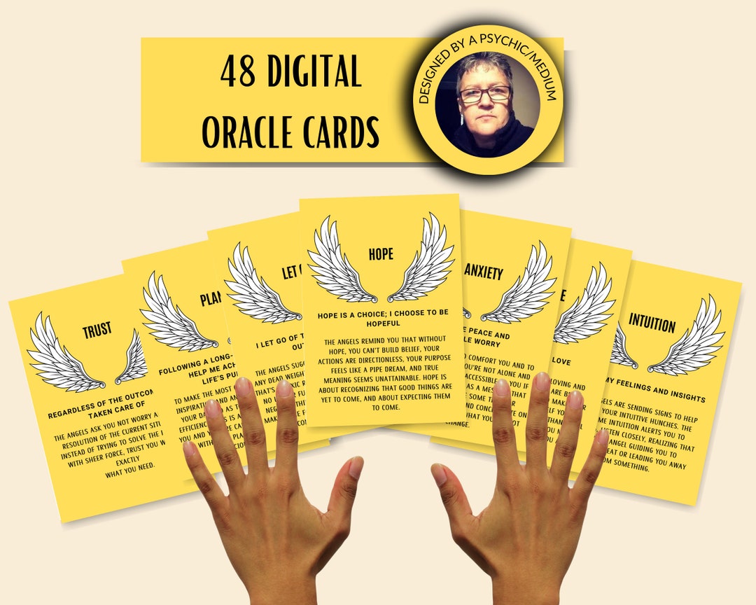 Digital Oracle Cards, Angel Deck, Angel Oracle Cards, Printable Oracle ...