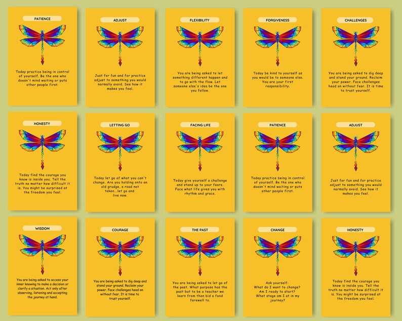 Printable Oracle Cards, Dragonfly Oracle Deck, Digital Oracle Cards ...