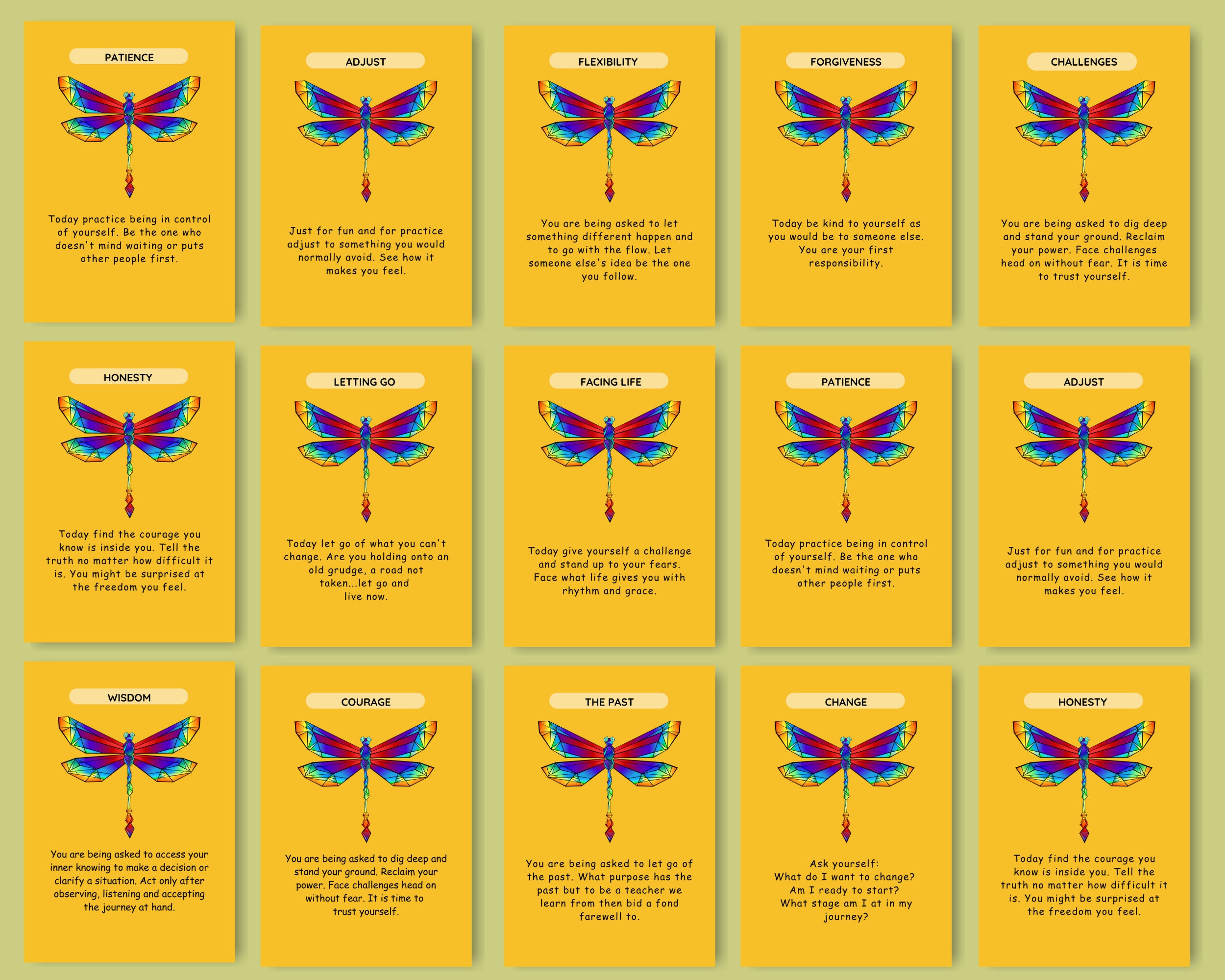 Printable Oracle Cards, Dragonfly Oracle Deck, Digital Oracle Cards ...