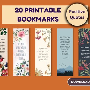 Inspirational Printable Bookmarks | Book Lovers Gift | Motivational ...