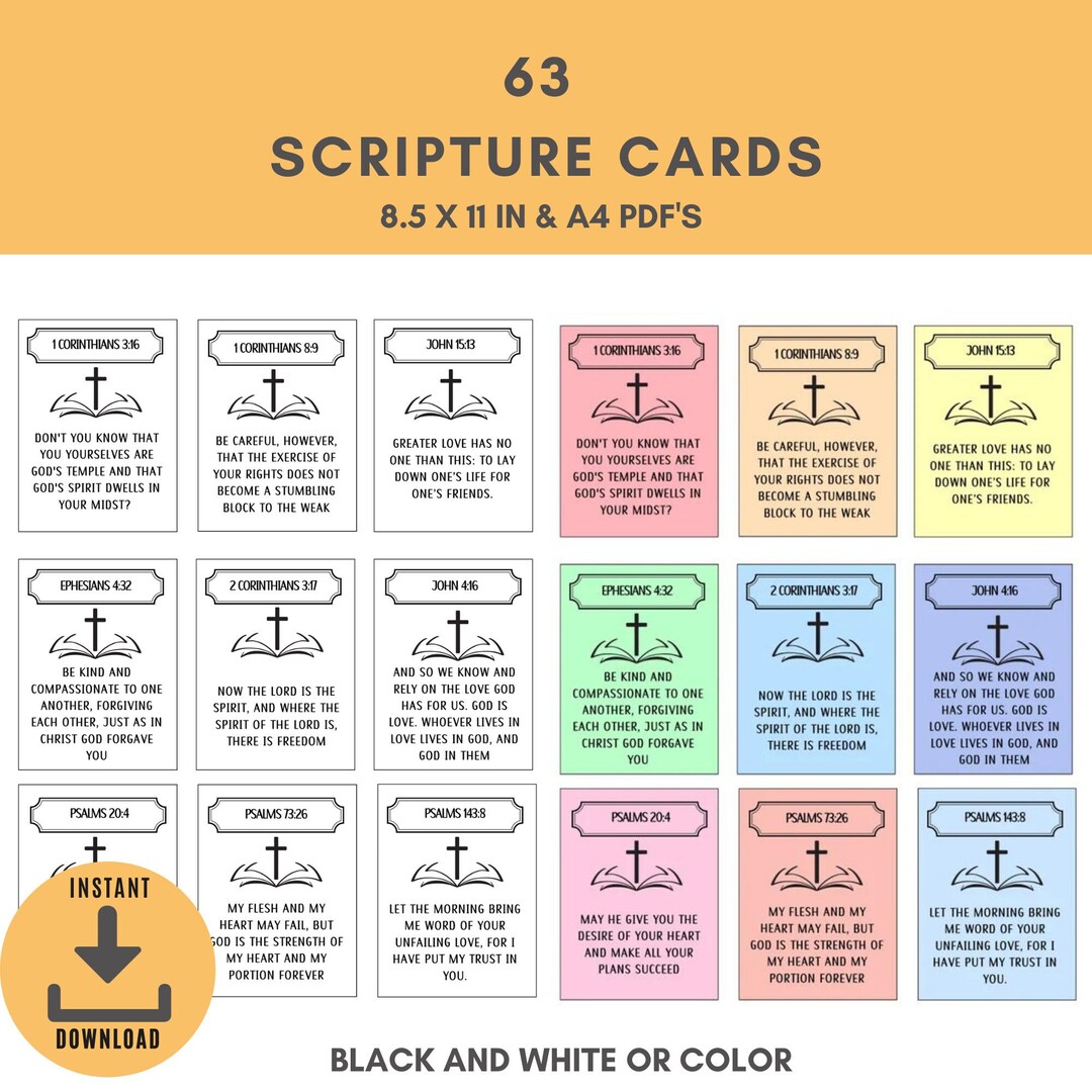 Printable Bible Study Card - Inspirational Scripture Cards - Bible ...