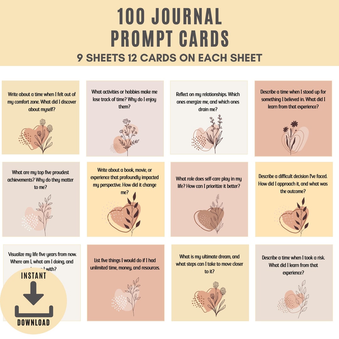 Journal Prompts | Planner Printables | Junk Journaling | Prompt Cards ...