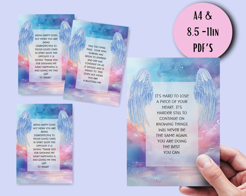 Grief Cards, Printable Oracle Cards, Lost Loved One Sympathy Gift ...