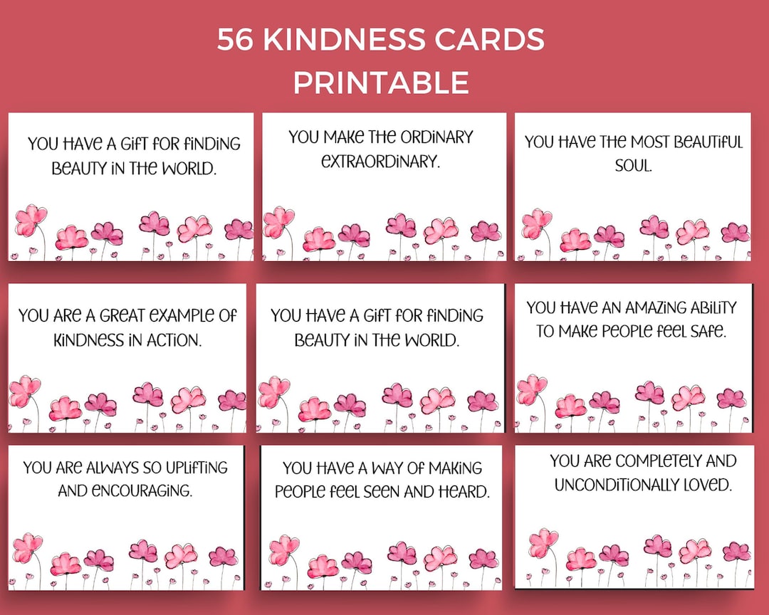 Printable Kindness Cards - Random Acts of Kindness Cards - Positive ...