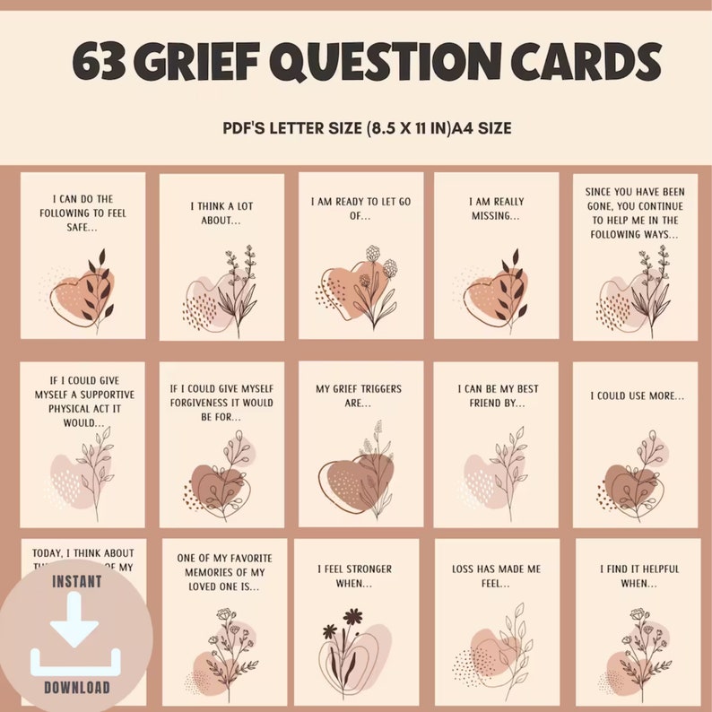 Stages of Grief | Grief Therapy Worksheets | Journal Prompts | Grief ...