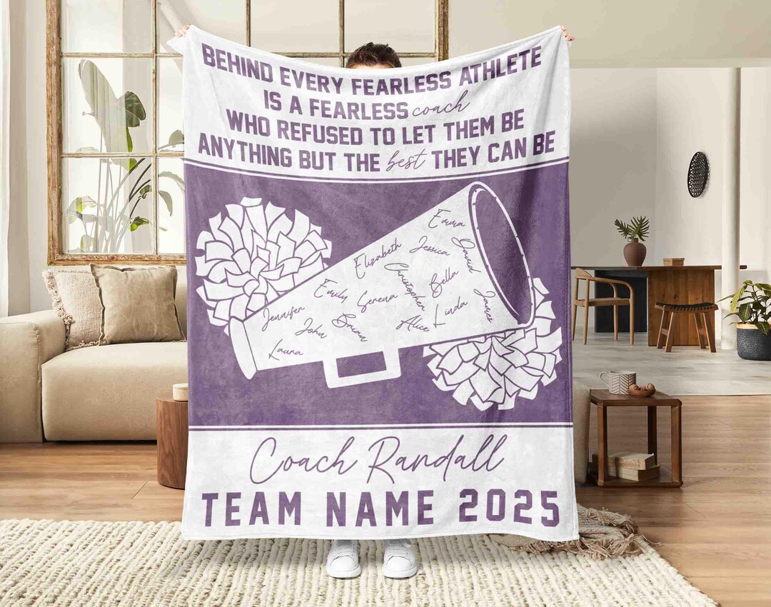 Personalized Cheer Coach Blanket, Customized Cheerleader Team Name ...