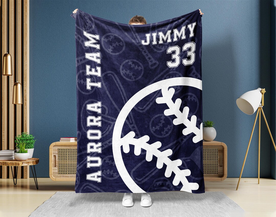 Personalized Name Baseball Player Blanket, Custom Baseball Team Name ...