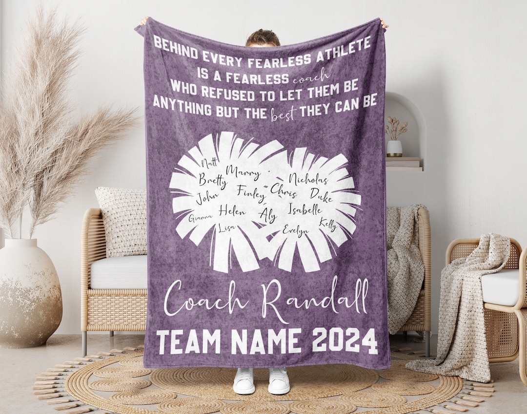 Personalized Name Cheerleader Coach Blanket, Custom Cheer Team Name ...