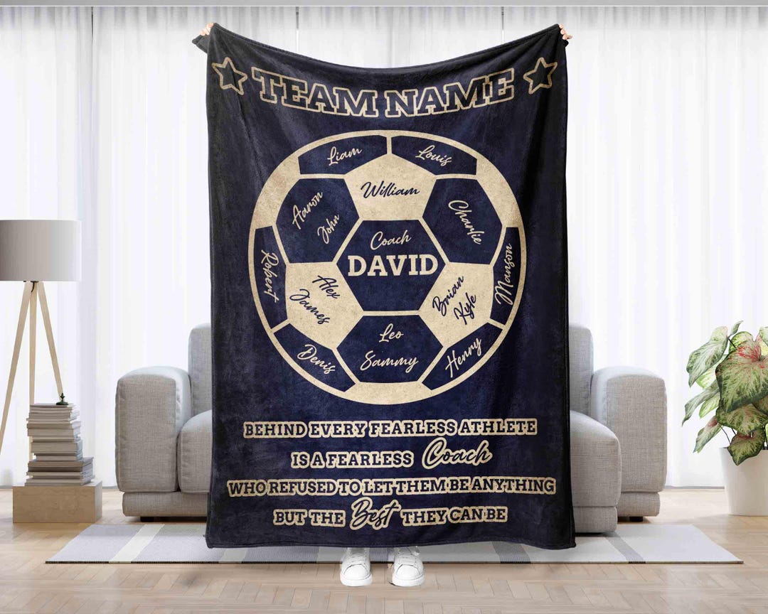 Personalized Soccer Coach Blanket, Customized Soccer Team Name ...