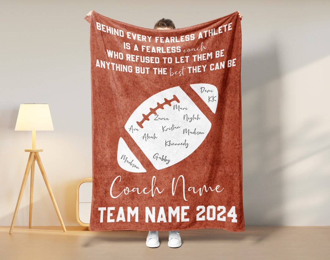 Personalized Name Football Coach Blanket, Custom Team Name & Members ...