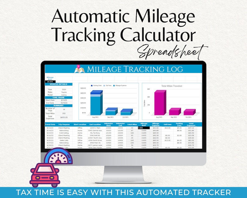 Mileage Tracker Google Sheets, Mileage Log Tax Expenses Spreadsheet ...