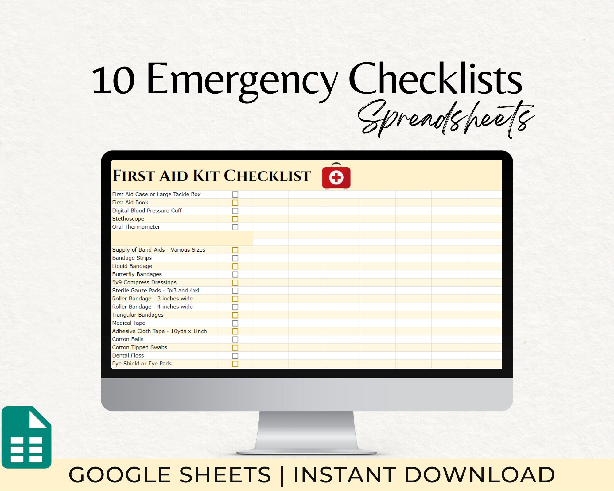Emergency Preparedness Checklist, Emergency Spreadsheet, Emergency ...