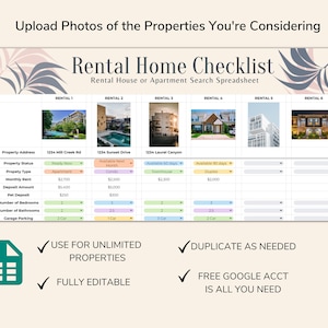 Apartment Hunting Spreadsheet, House Hunting Checklist, Apartment ...