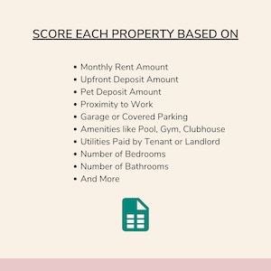 Apartment Hunting Spreadsheet, House Hunting Checklist, Apartment ...