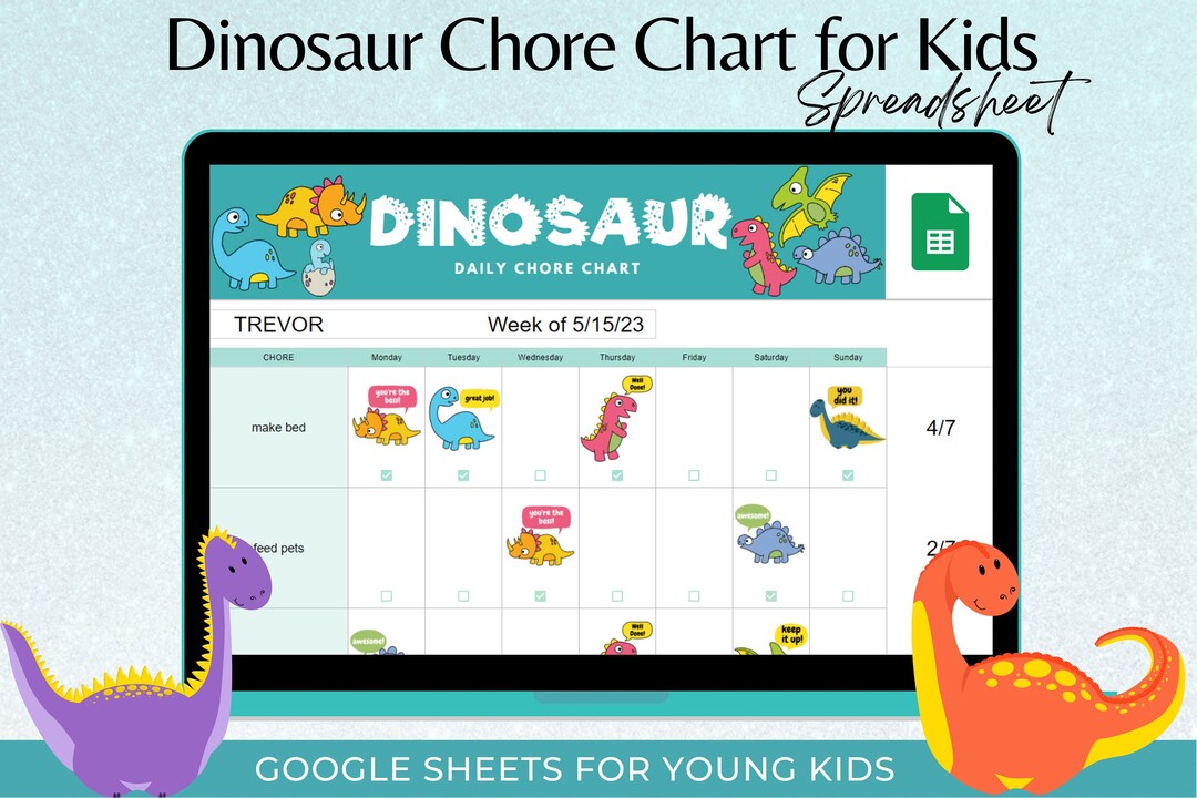 Kids Chore Chart Google Sheets Kids Chores Spreadsheet - Etsy