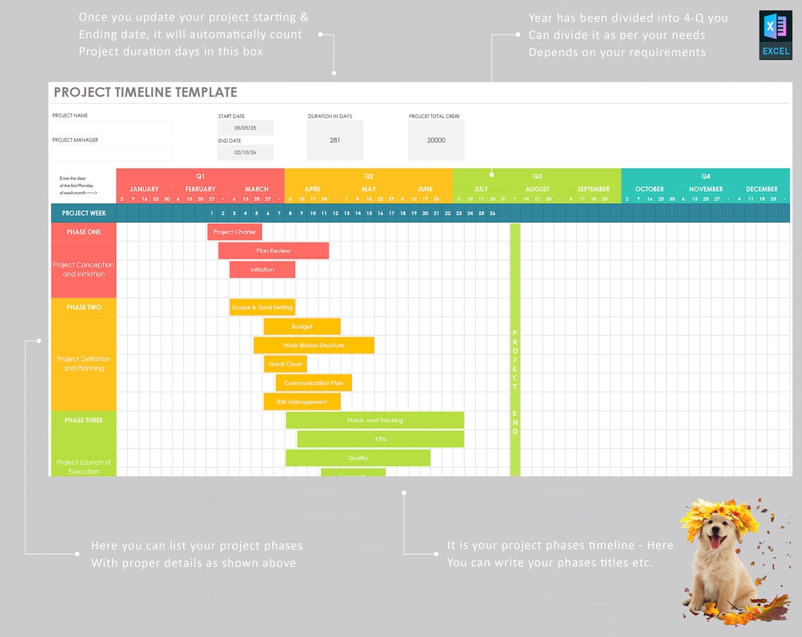 Project Timeline Template | Project Management System | Project ...