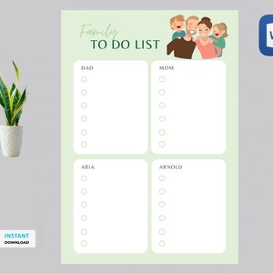 Family to Do List Template | Family Planner | Family Schedule | to Do ...