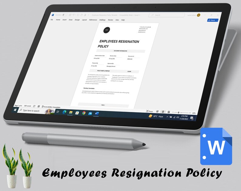 Employee Resignation Policy Template Human Resources Management Human ...