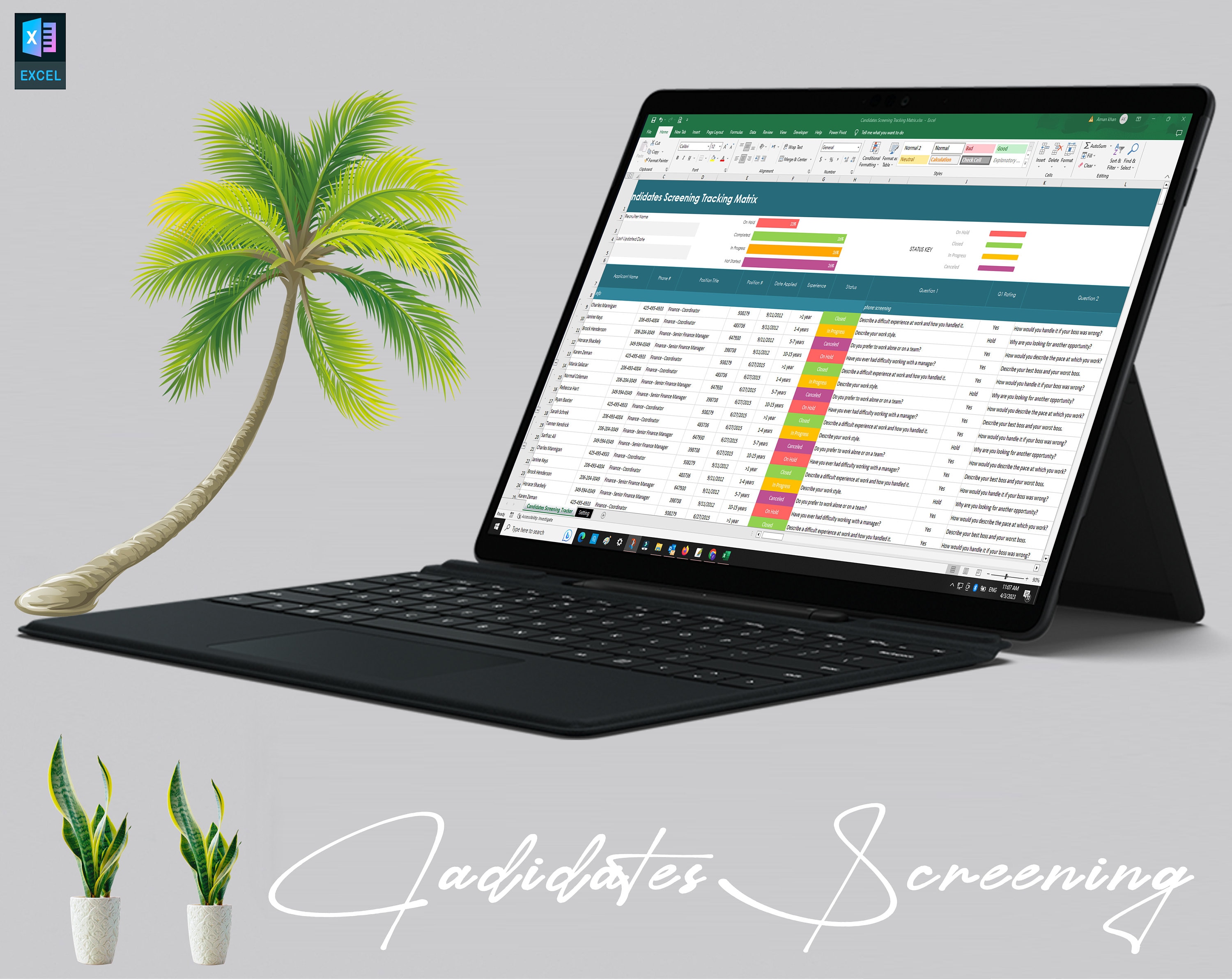 Candidate Screening Tracker | Recruiter Tracker | Recruitment Tracker ...