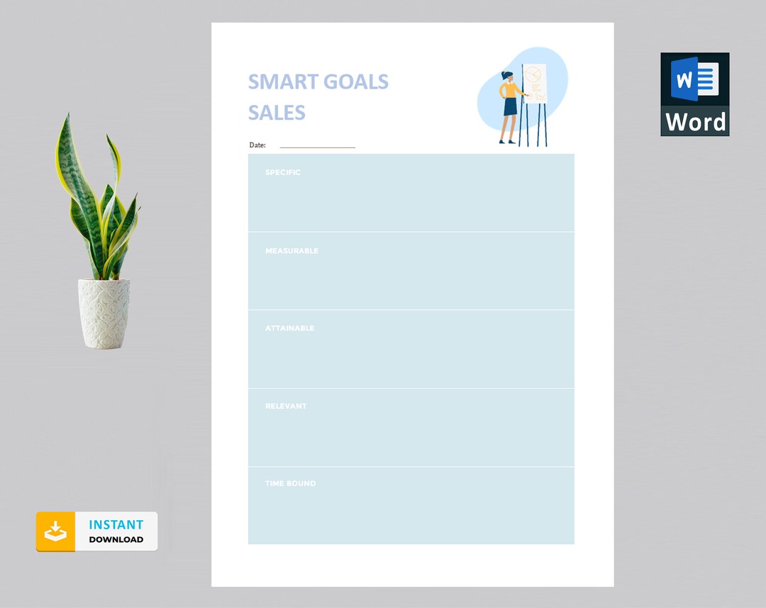 Sales SMART Goals Template | Sales Goals | Sales Performance Objectives ...