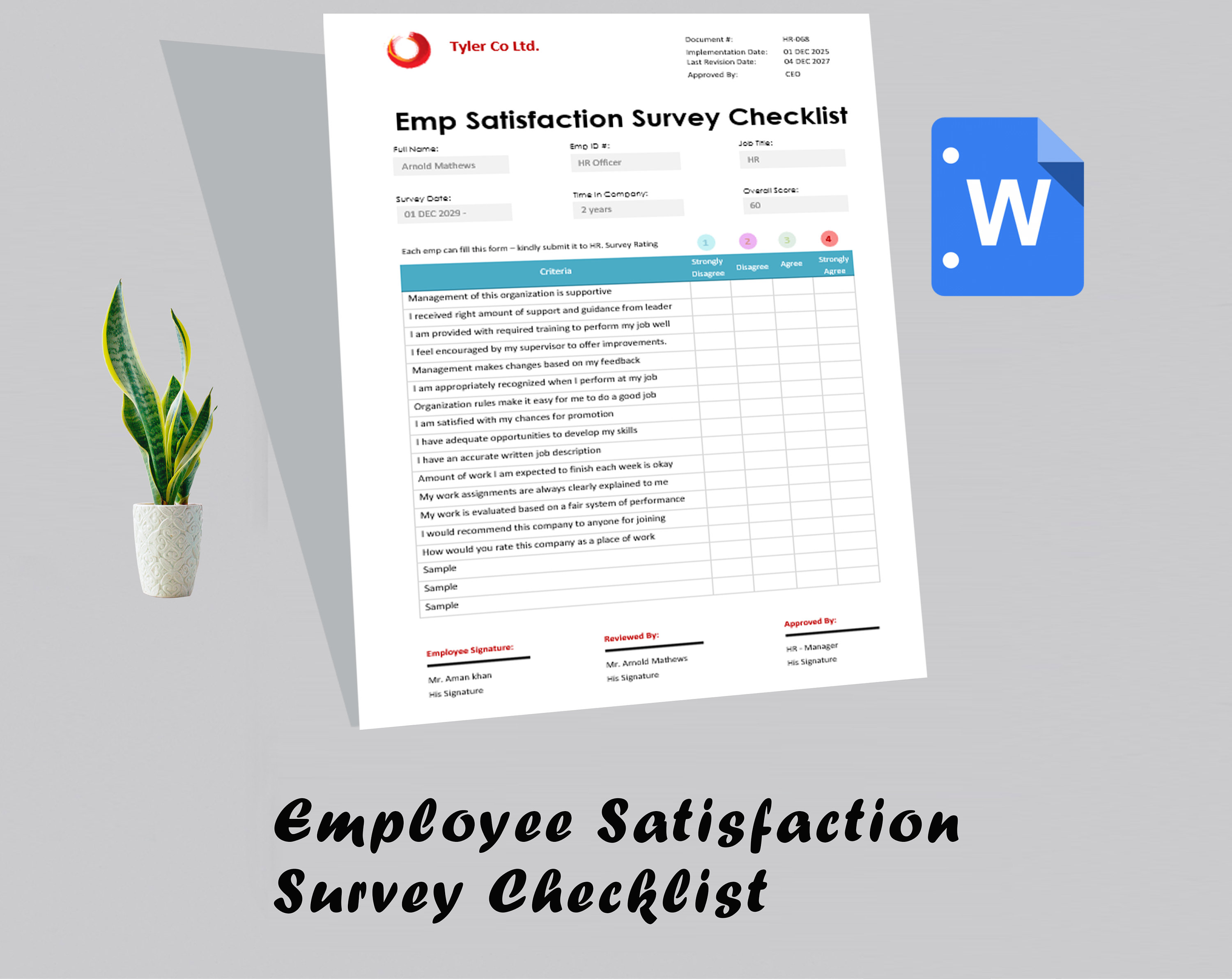 Editable Employee Satisfaction Survey | Job Satisfaction | Employee ...
