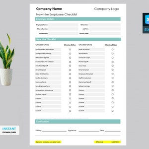New Hire Employee Checklist Template Human Resources Microsoft Excel ...