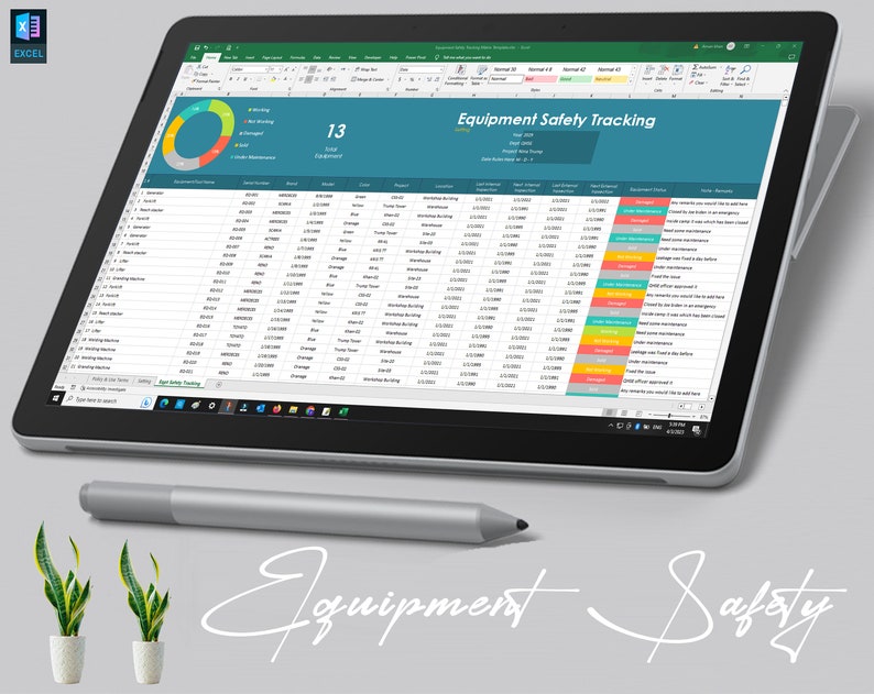Equipment Safety Tracking Matrix Template | Tools Safety Tracking ...