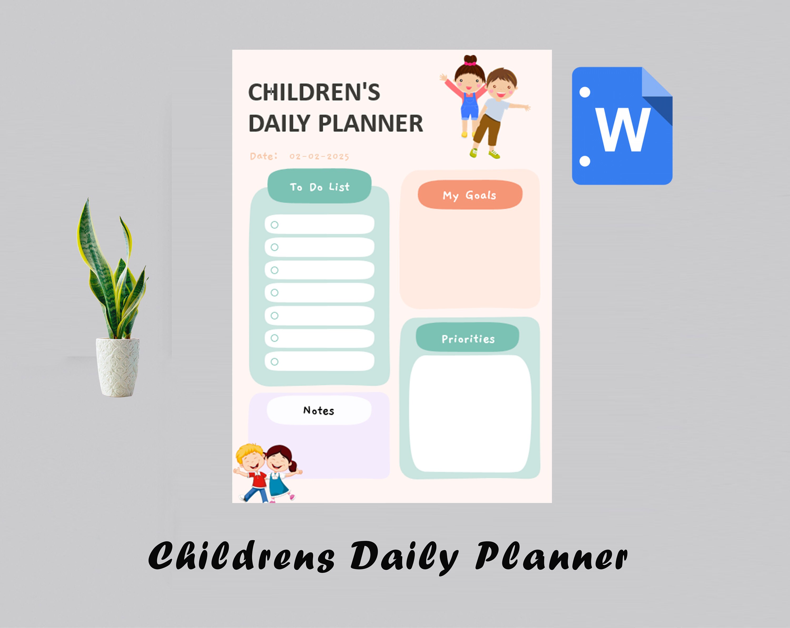 Editable Daily Checklist for Kids Kids Daily Journal Children's Routine ...