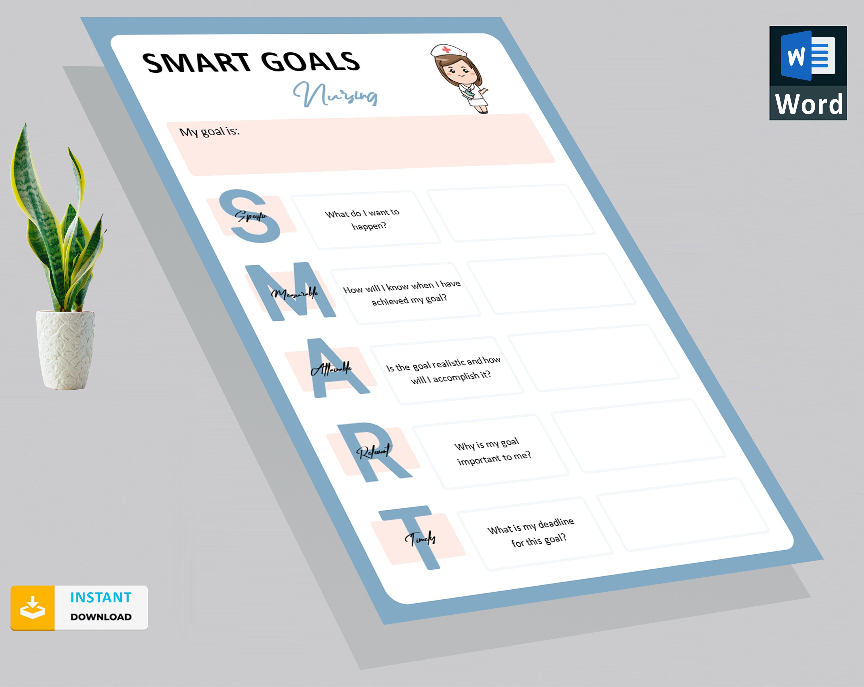Nurse SMART Goals Template | Nurse Planner | Nursing Notes | Nursing ...