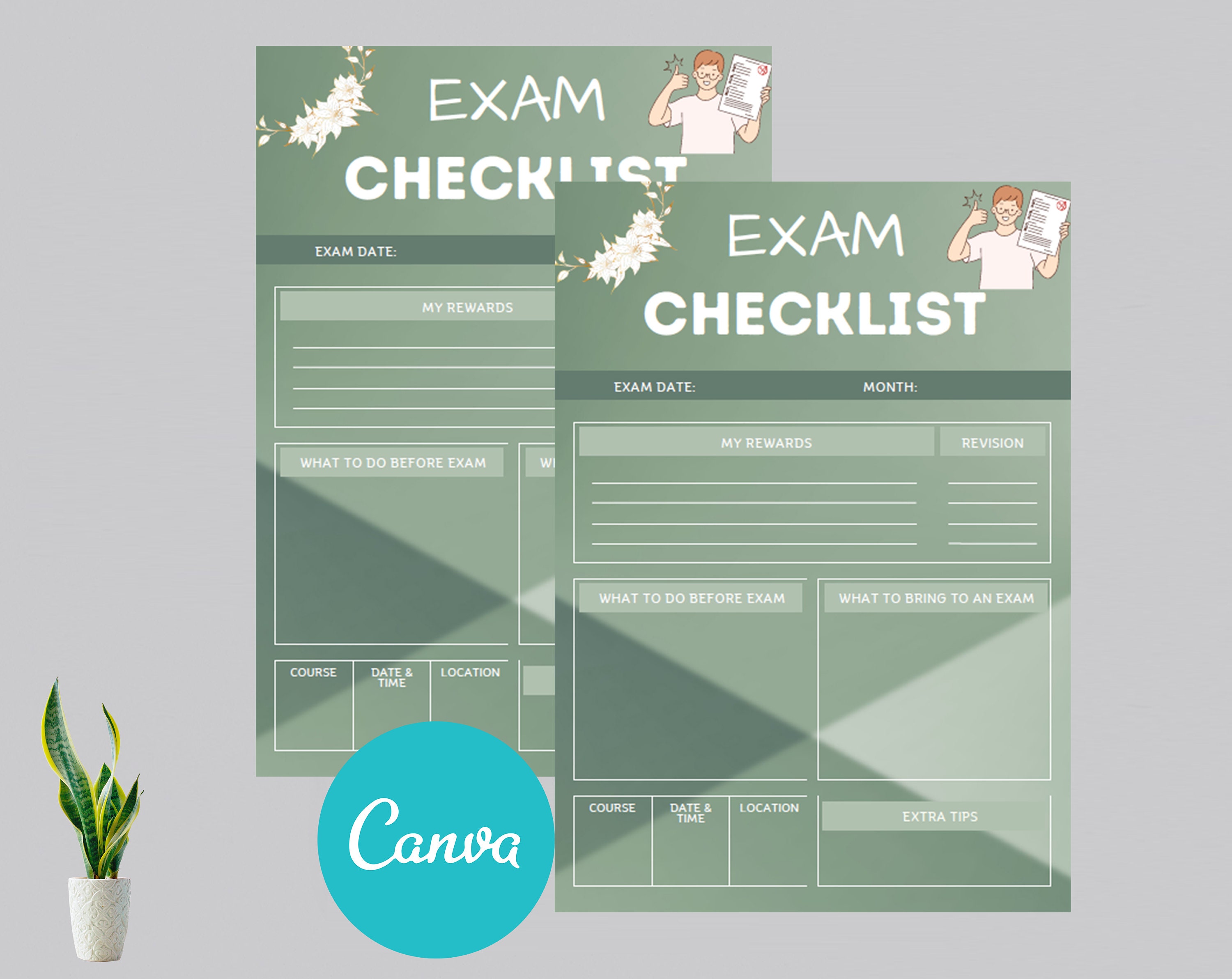 Exam Study Planner Printable Pack Exam Planner Student Planner Study ...