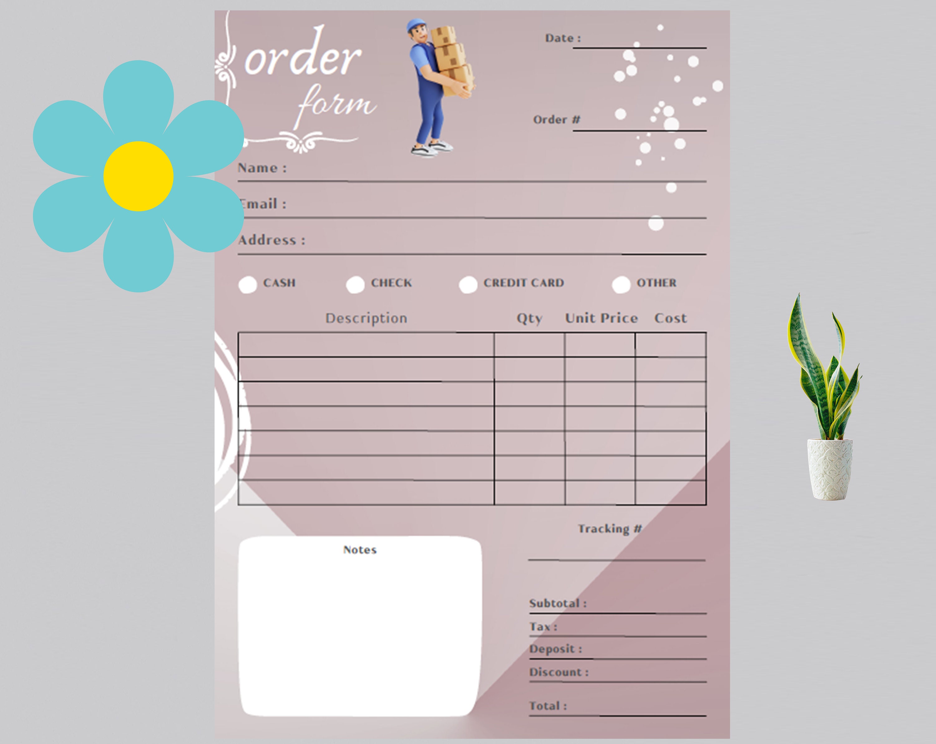 Editable Order Form Template Purchase Order Order Sheet Template ...
