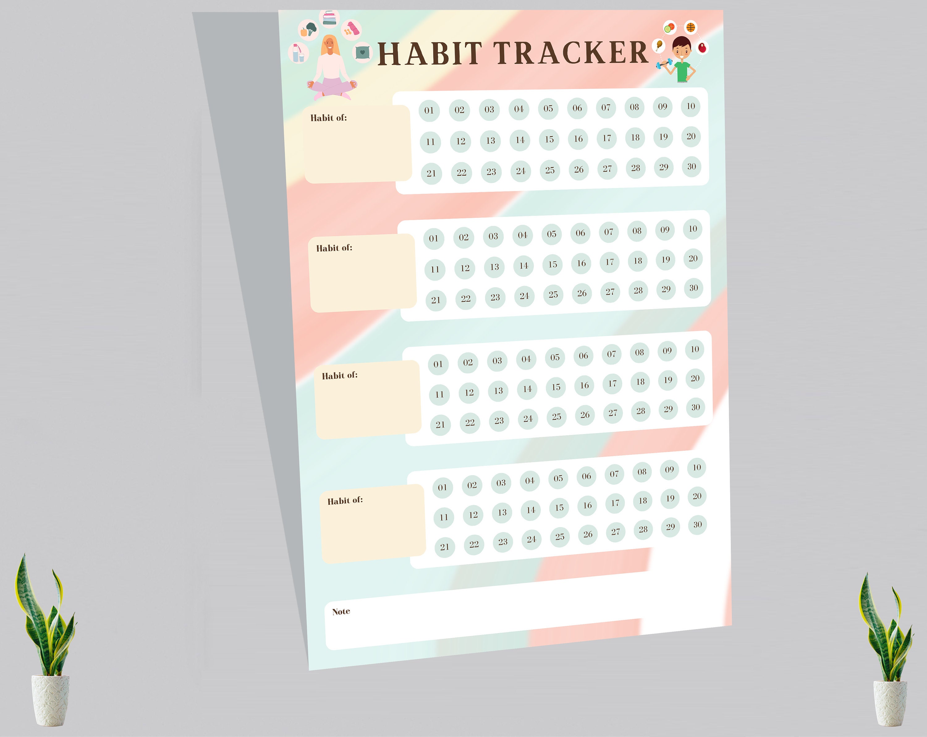 Monthly Habit Tracker Printable | Daily Habit Tracker | Habit Tracker ...