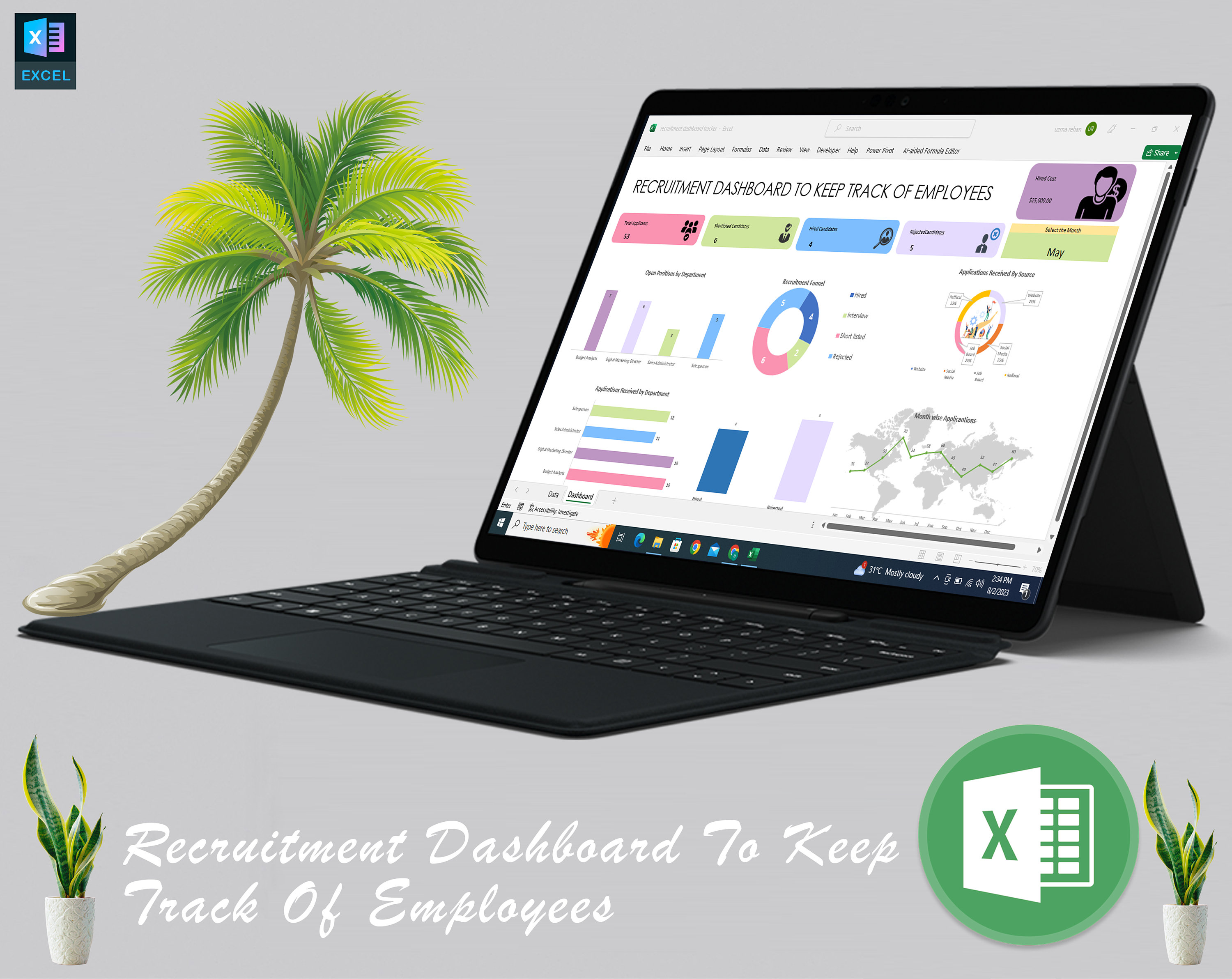 Recruitment Dashboard to Keep Track of Employees | Recruitment Tracker ...