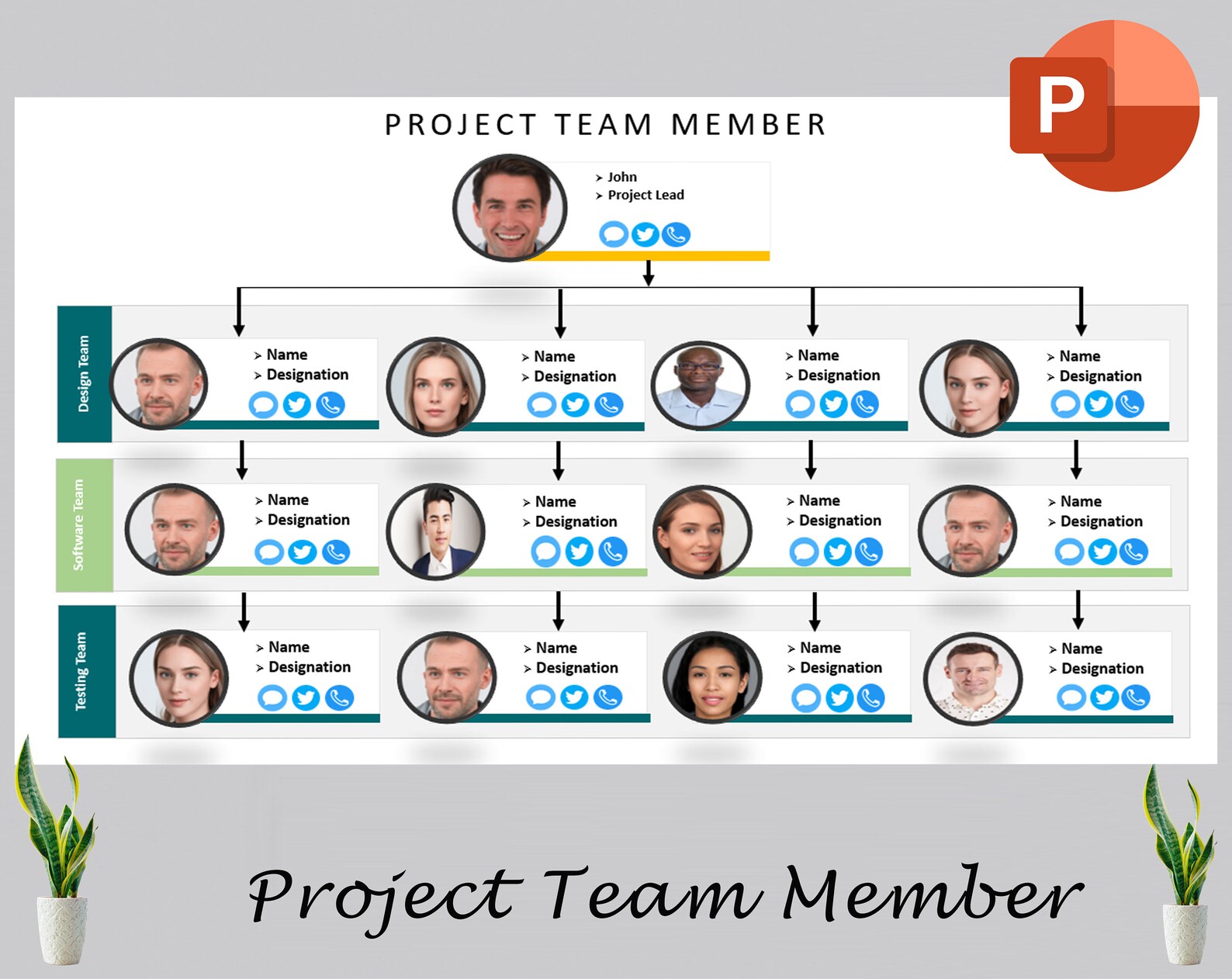 Project Team Members Chart | Project Management Template | Project ...