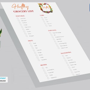 Healthy Grocery List Template Printable | Grocery List Notepad ...