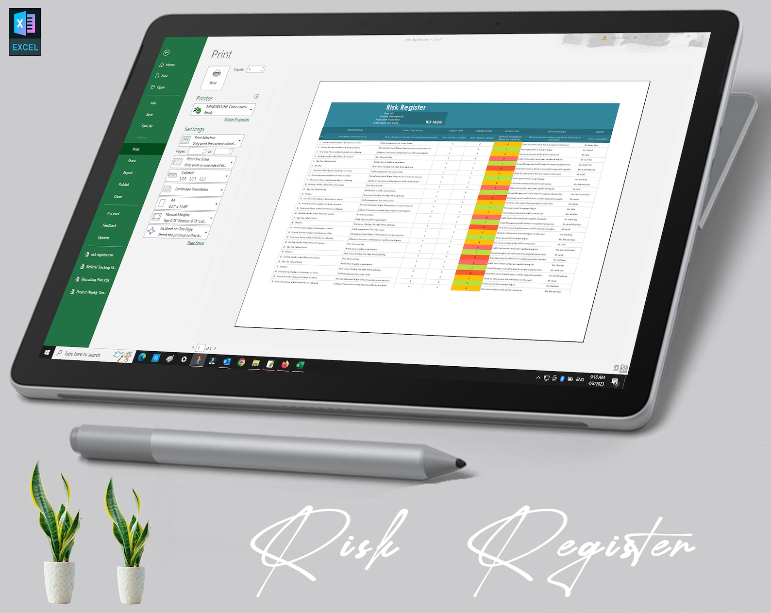 Risk Register Template | Risks Tracker Microsoft Excel Template | Risk ...