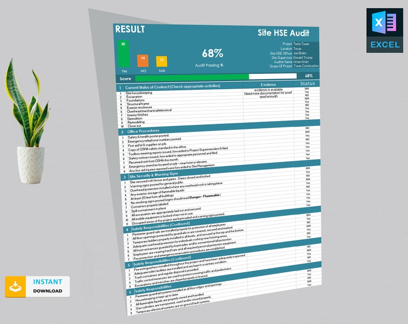 HSE Audit Checklist Template | Safety Assessment Checklist ...