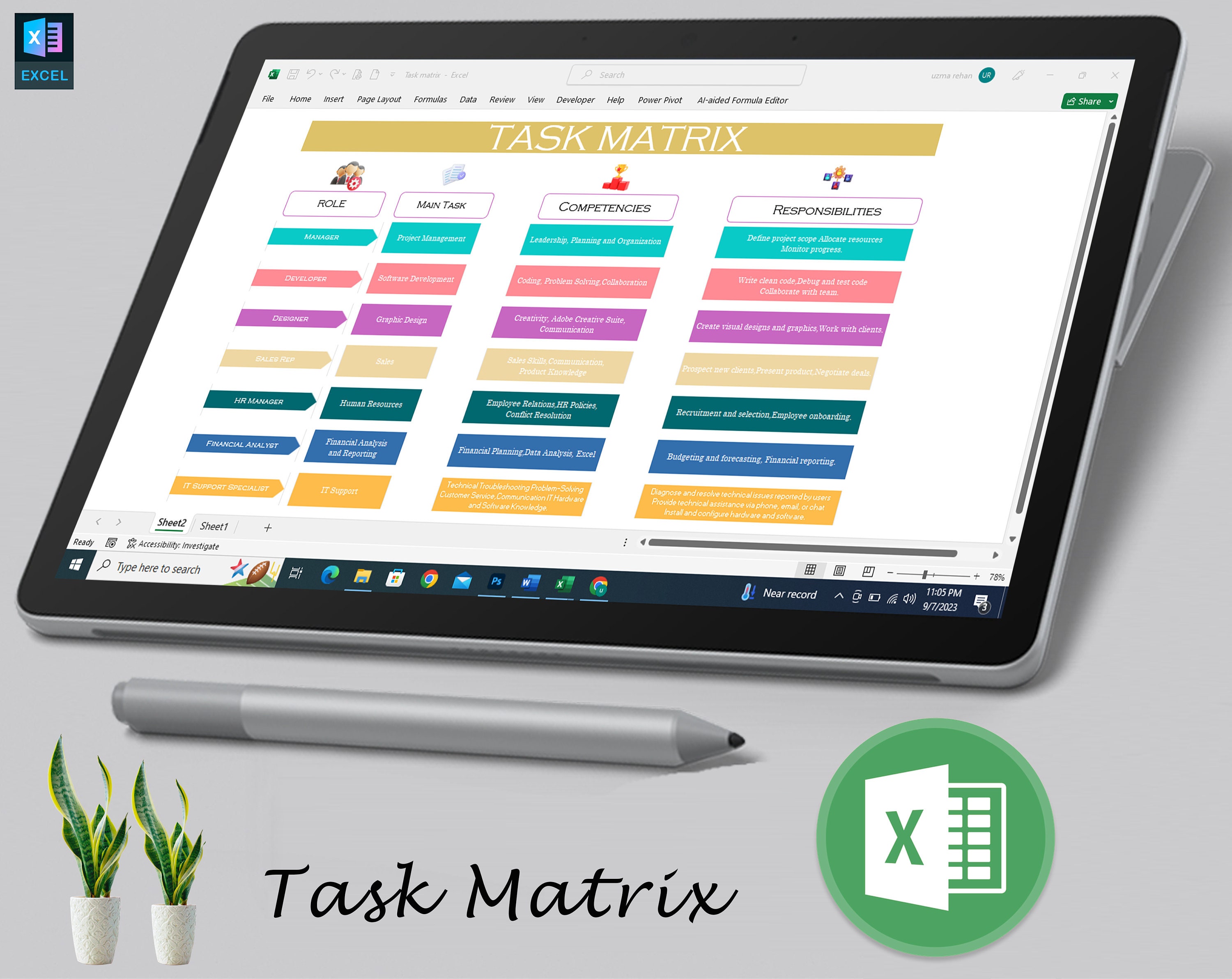 Task Matrix Task Planner Productivity Planner Task Management Project ...