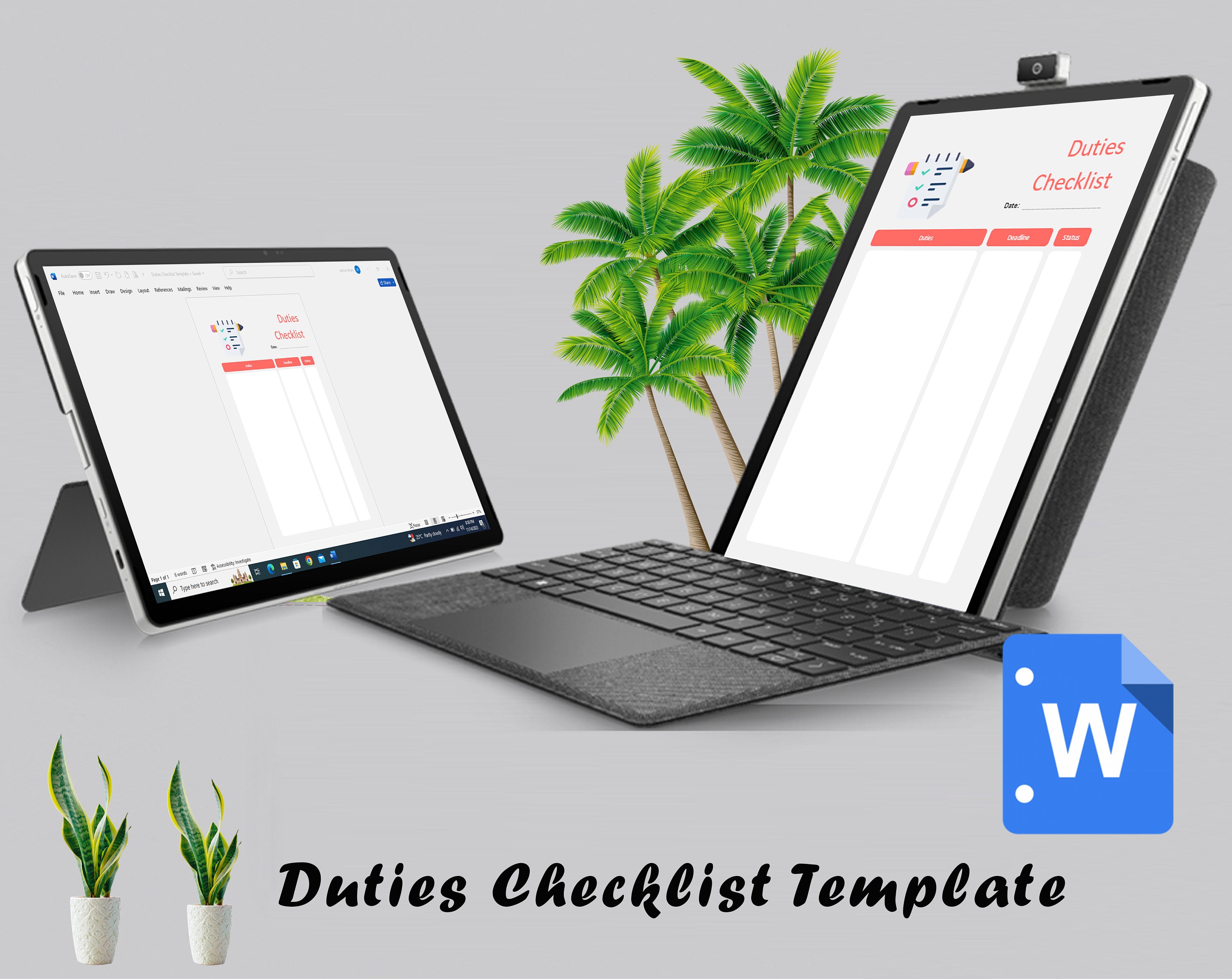 Duties Checklist Template | Editable MS Word Duties - Organizer | Task ...