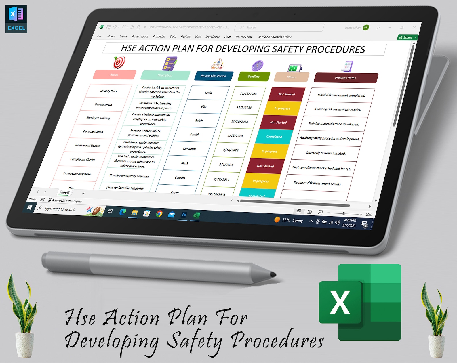 HSE Action Plan for Developing Safety Procedures | HSE SOP | Health and ...