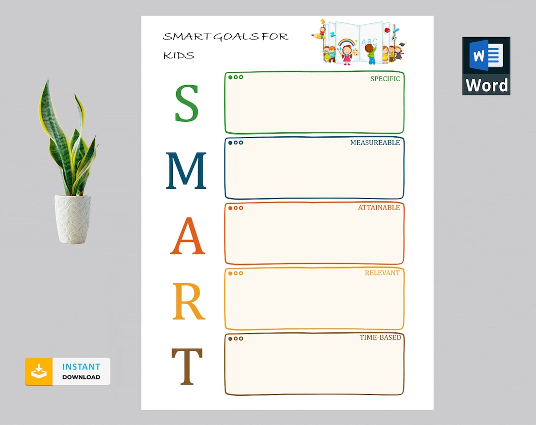Kids SMART Goals Template | Goal Planner | Goal Tracking | Goal ...