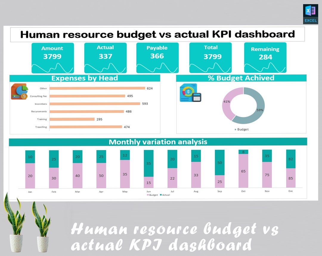 Human Resource Budget Dashboard | HR Dashboard | Human Resource | HR ...